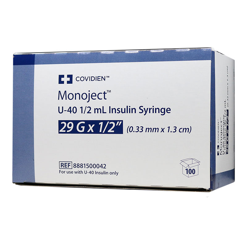 Buy Monoject U-40 Pet Insulin Syringe, 1/2cc, 29G, 1/2in - 100ct