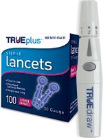 TRUEplus Sterile Lancets 30G 100/bx and TRUEdraw Lancing Device ...